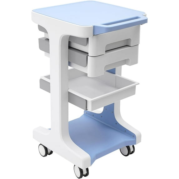 3-Tier Mobile Utility Cart with 2 Storage Cabinets & Wheels，Rolling ...