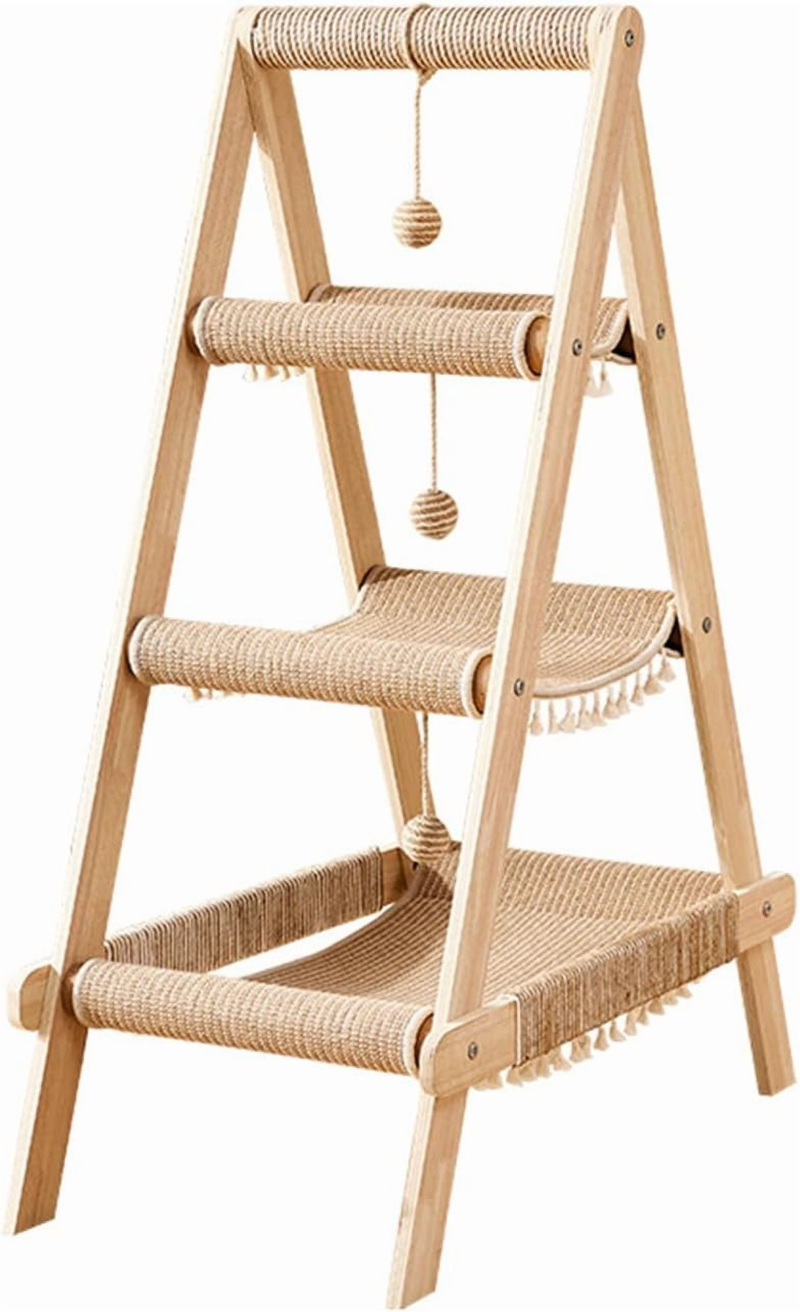 3-Tier Modern A Frame Wooden Tree Tower Ladder with Multi-Level Bed ...