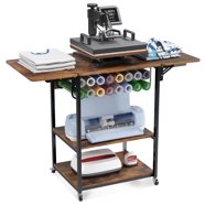 Sew Ready Mobile Fabric Cutting Table with Storage 30" H in Charcoal ...