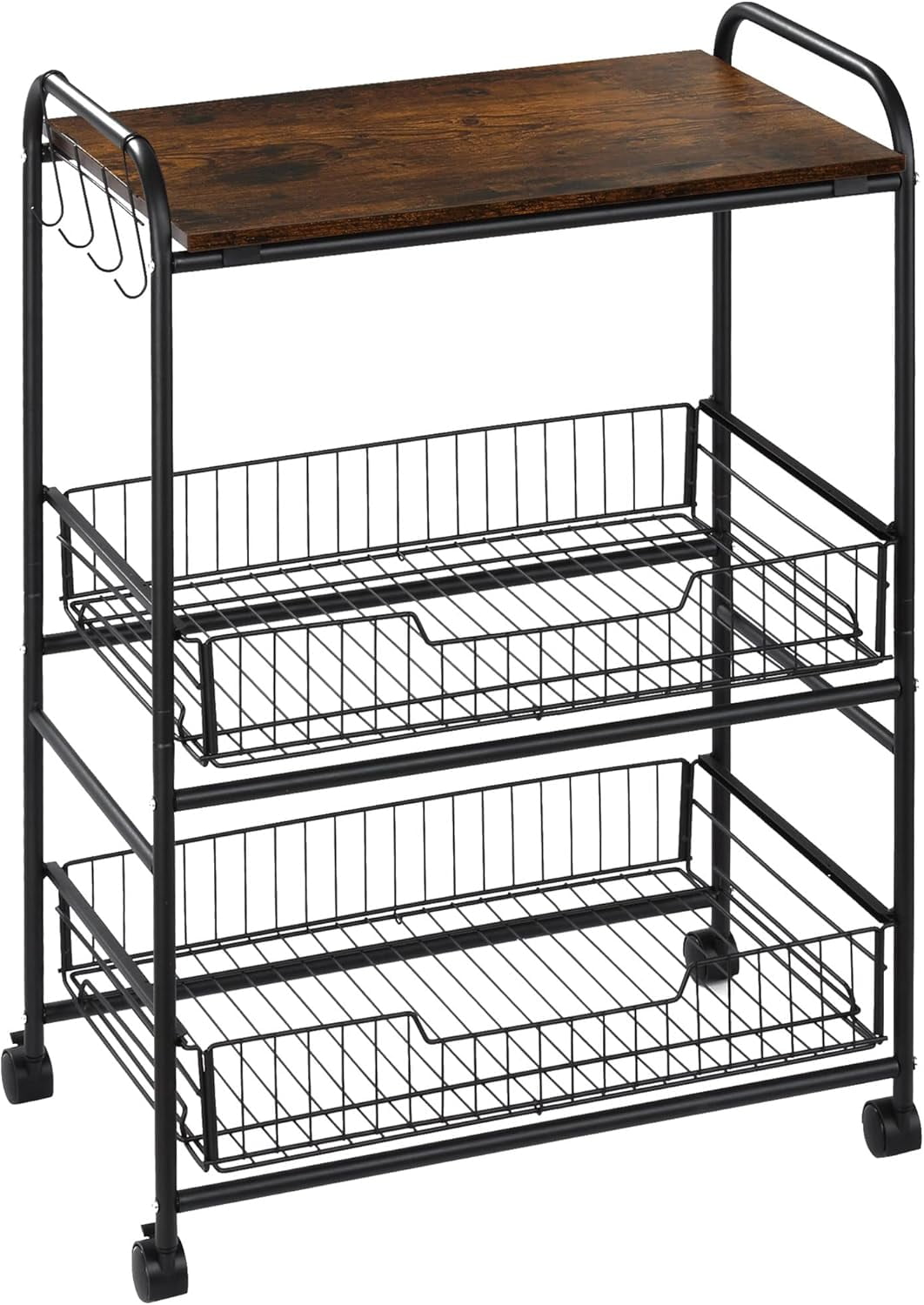 3 Tier Movable Kitchen Space-Saving Rack Cart featuring Space-Saving ...