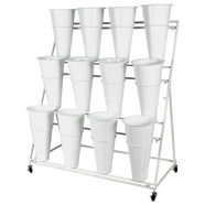 6 Tiers Floor Mount PP Flower Display Stand with Buckets Rolling Flower ...