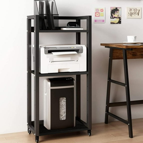 3-Tier Movable Printer Stand with Storage Rolling Floor-Standing ...