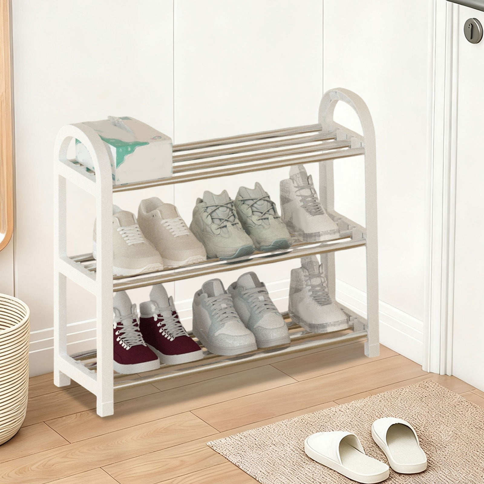 3 Tier Multi-Functional Home Shoe Rack, Concise Entryway Storage for ...