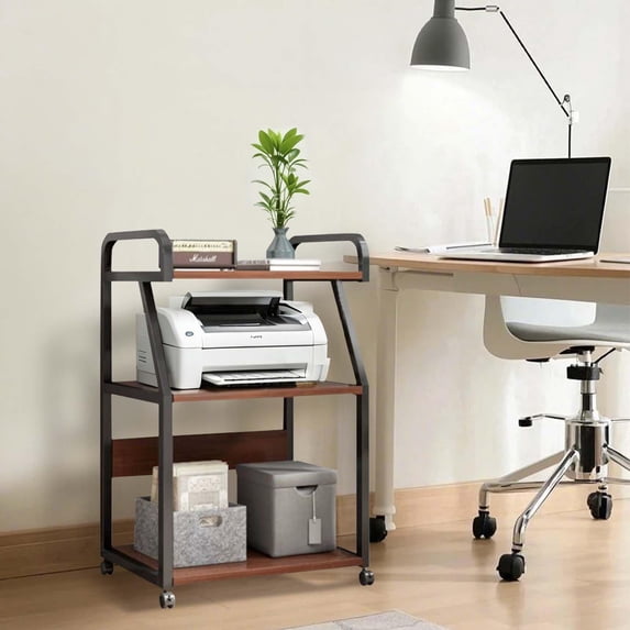 3-Tier Multi-Functional Rolling Cart with Storage Shelf and Wheels ...