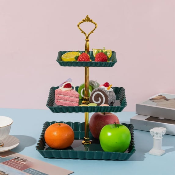 3-Tier Multi-Layer Serving Tray - Heavy-Duty Plastic Fruit & Candy ...
