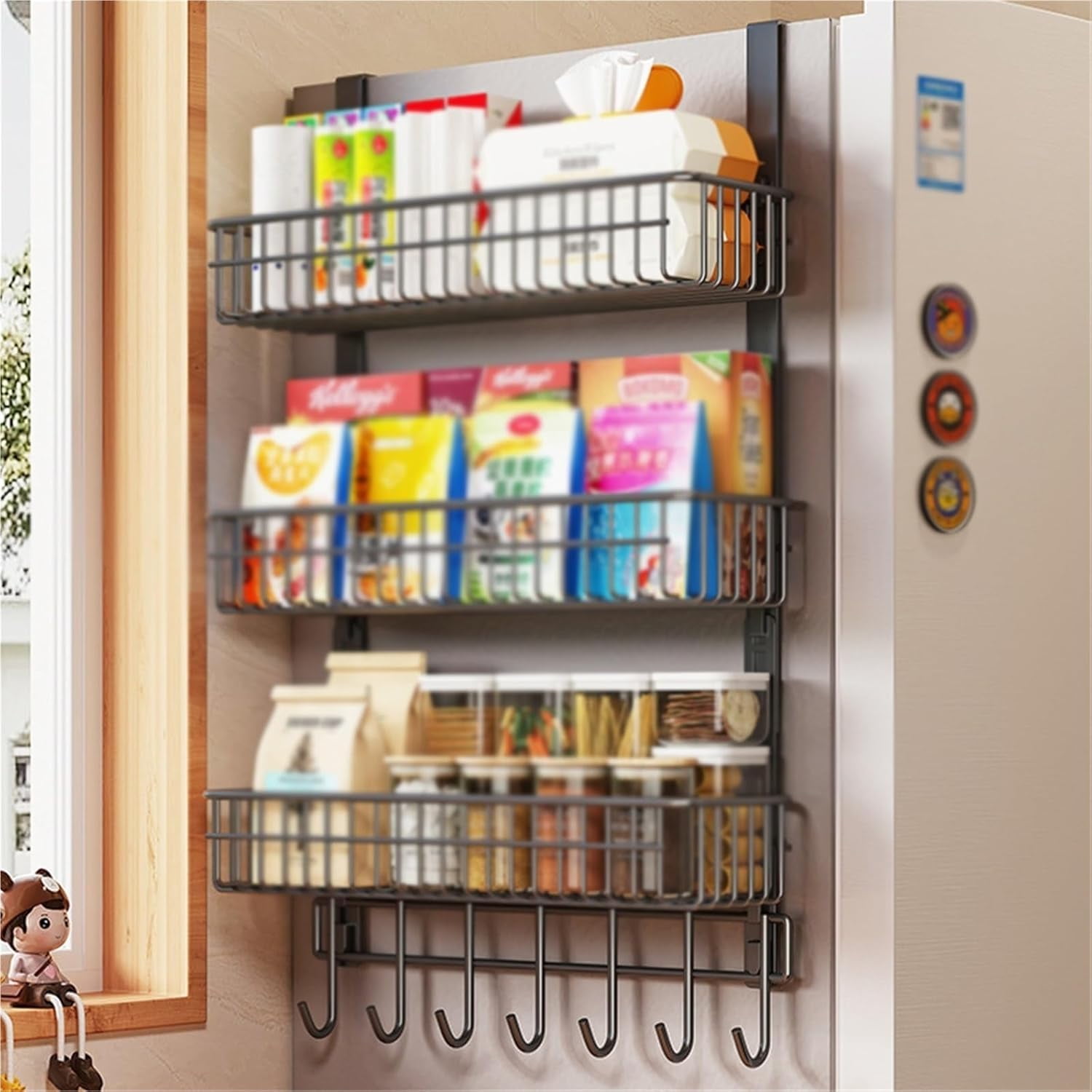 3 Tier Multifunctional Refrigerator Side Mounted Kitchen Storage Rack ...