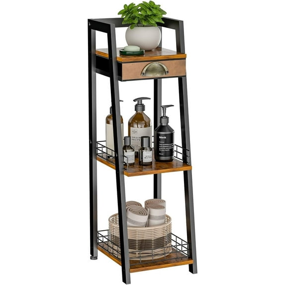 3-Tier Narrow Bathroom Shelves with Drawer, Bathroom Organizers and ...