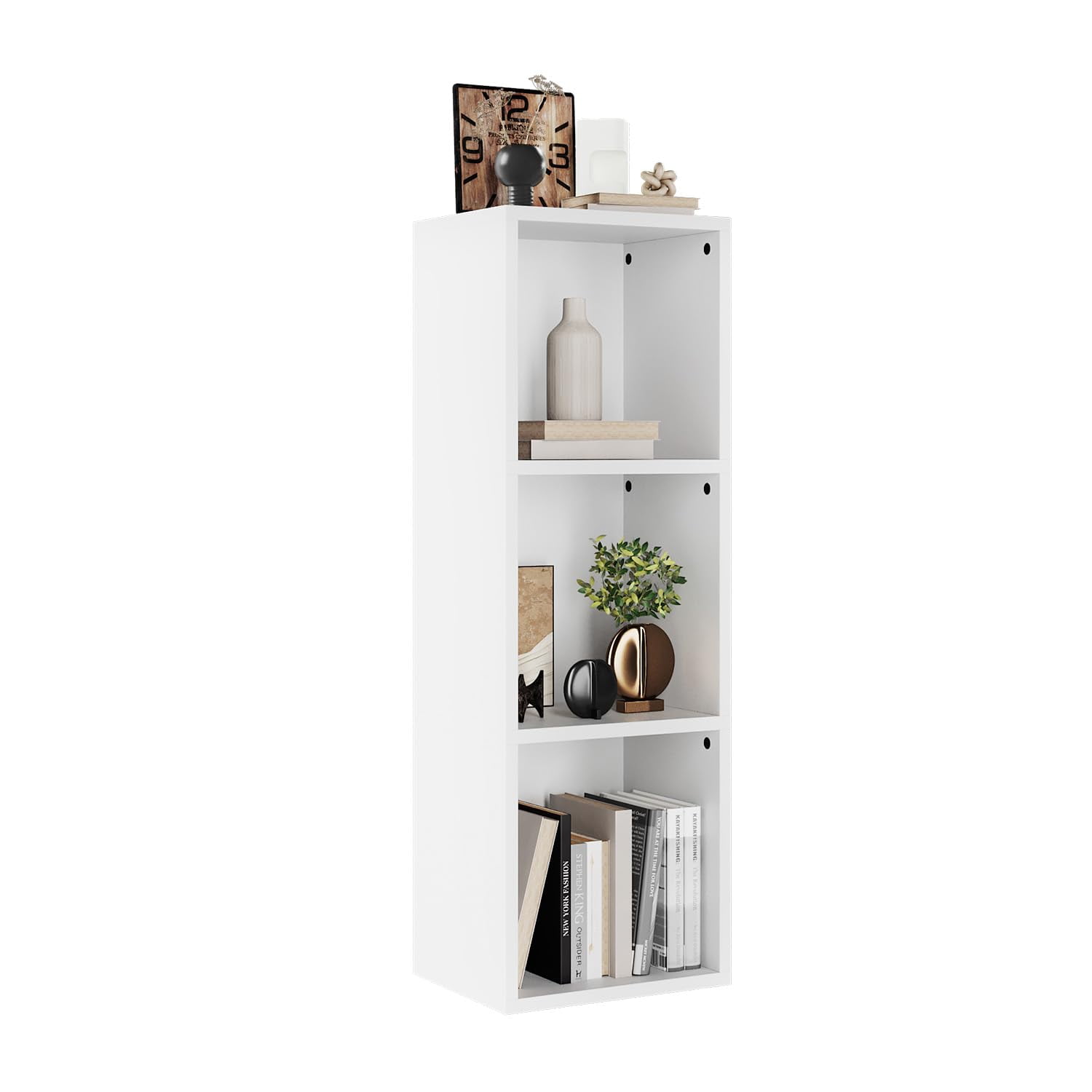 3 Tier Narrow Bookshelf for Small Spaces, Corner Shelf Storage Unit ...