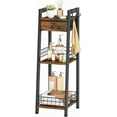 3-Tier Narrow Ladder Shelf with Drawer, Bathroom Floor Storage Shelf ...