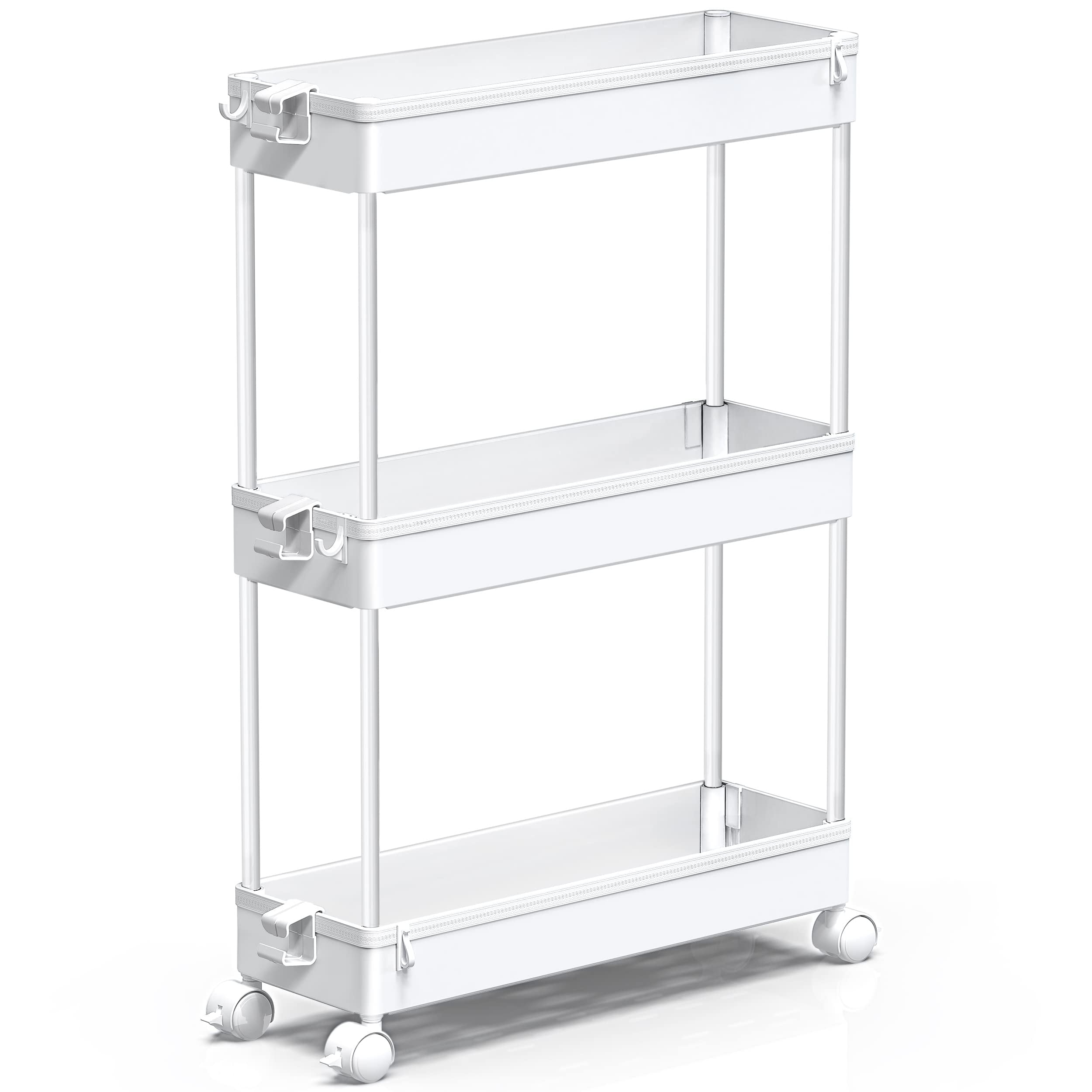 3 Tier Narrow Rolling Cart, Bathroom Laundry Storage Organizer, Multi ...