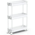 3 Tier Narrow Rolling Cart, Bathroom Laundry Storage Organizer, Multi ...