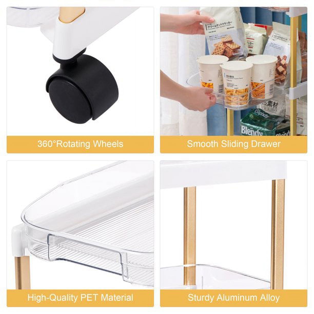 3-Tier Narrow Rolling Cart for Storage in Kitchen, Bath, or Laundry ...