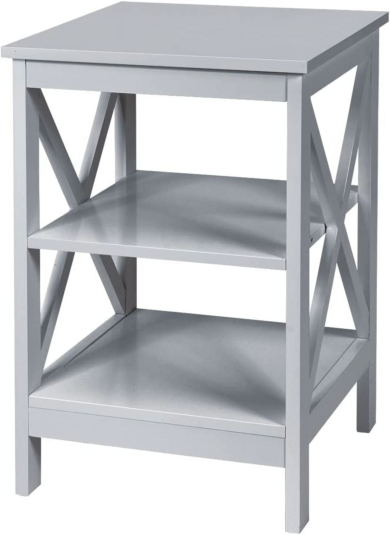 3-Tier Nightstand, Wooden Sofa Side Table with Storage Shelves, X ...