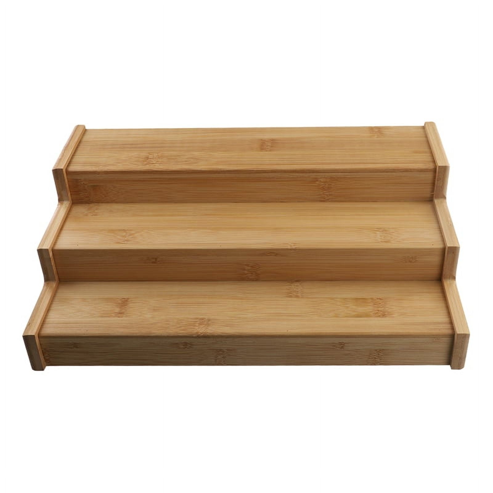 3-Tier Non-Expandable Bamboo Spice Rack Step Shelf Cabinet Organizer ...