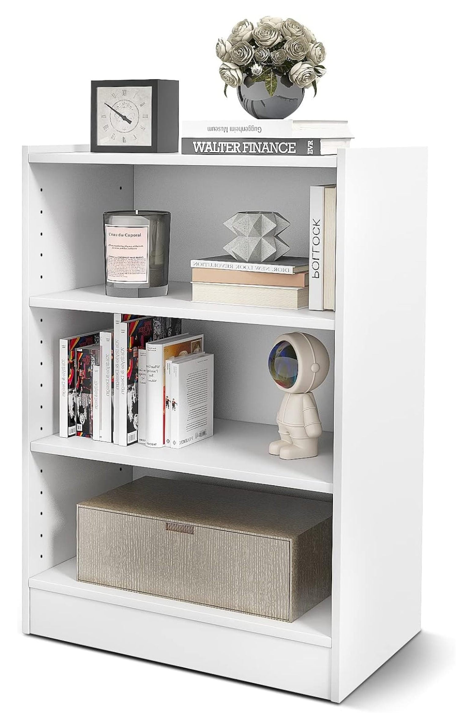 3-Tier Open Bookcase, Modern 3-Cube Bookshelf with 18-Position ...