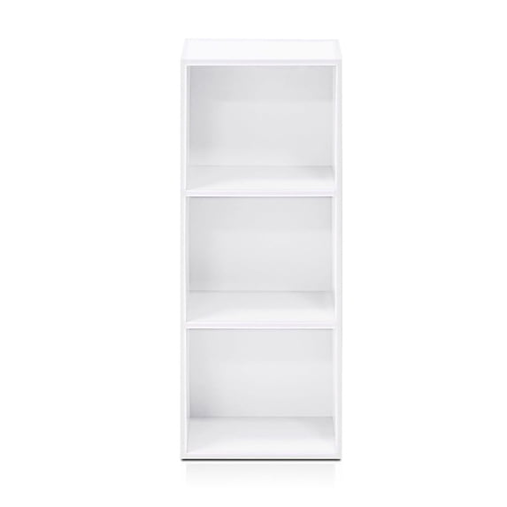 3 Tier Open Bookcase, White - 12" W x 31.5" H Small Shelves for Living ...