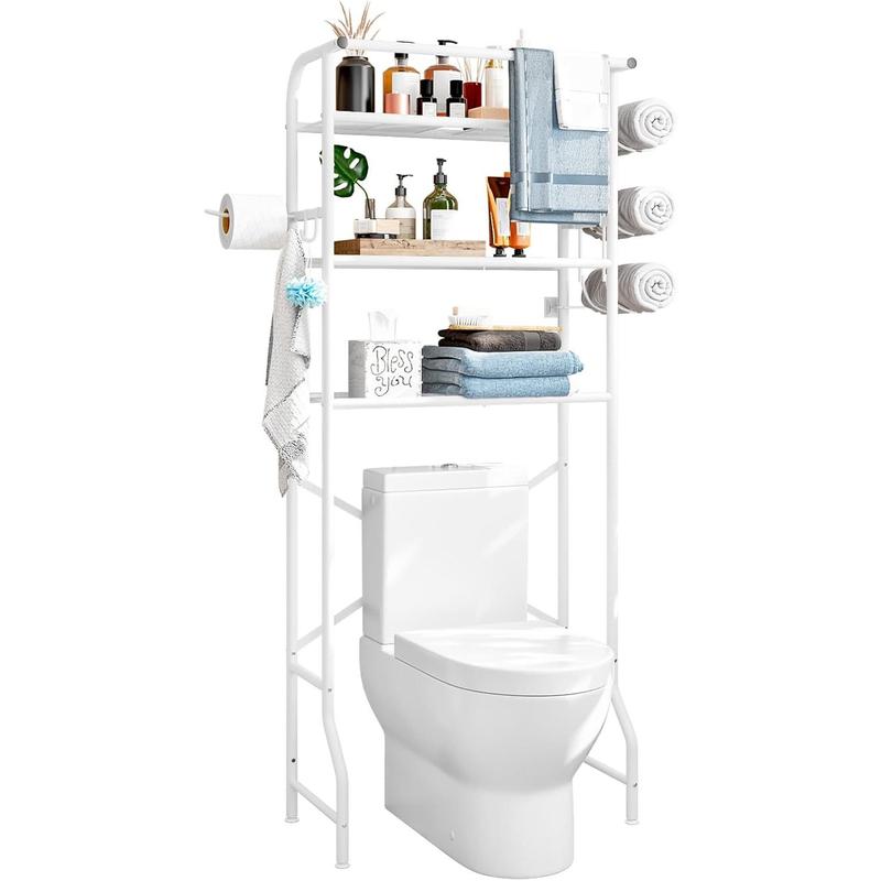 3 Tier Over The Toilet Storage Cabinet with Toilet Paper Holder Stand ...