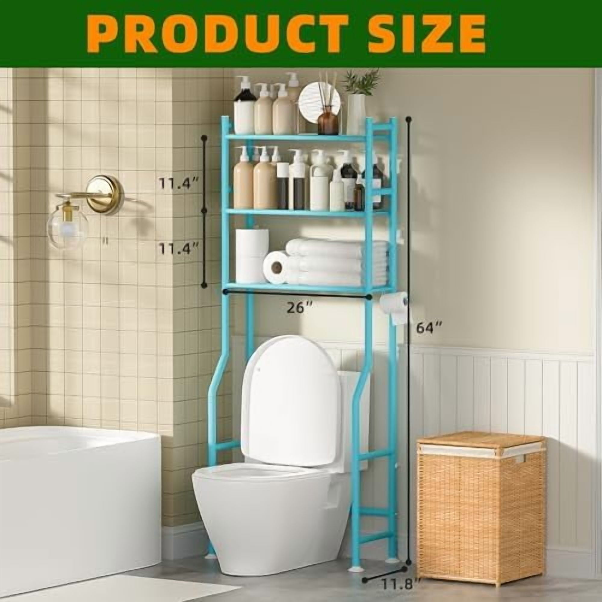 3-Tier Over The Toilet Storage, Space Saver Metal Bathroom Shelves ...