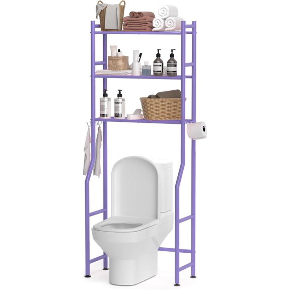 Costway 3-Tier Over-The-Toilet Bathroom Shelf Metal Frame Space Saver ...