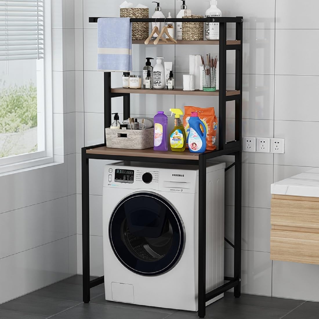 3-Tier Over The Washer and Dryer Storage Shelf, Laundry Room Metal ...