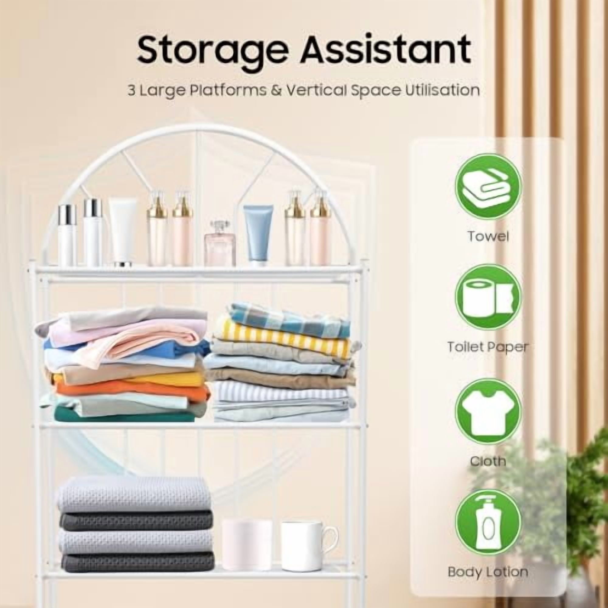 3 Tier Over Toilet Bathroom Organizer, Cabinet Organizer Shelf Metal Iron Space Saver Toilet ...