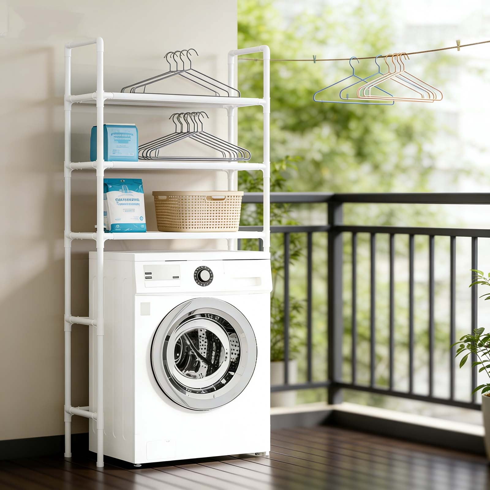3-Tier Over Washer and Dryer Storage Shelf - Portable Stacking Kit for ...