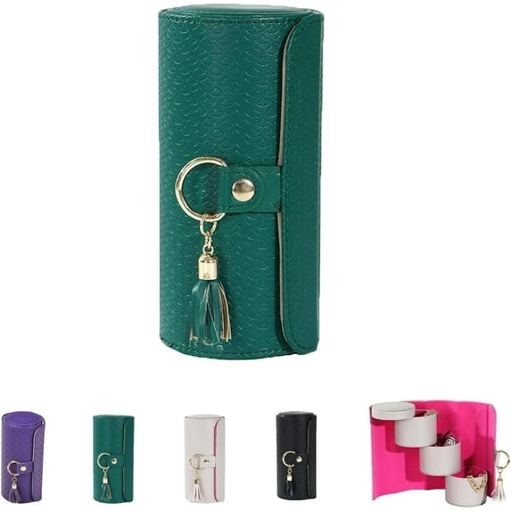 3-Tier PU Layered Travel Jewelry Case Rotating Organizer , Compact ...