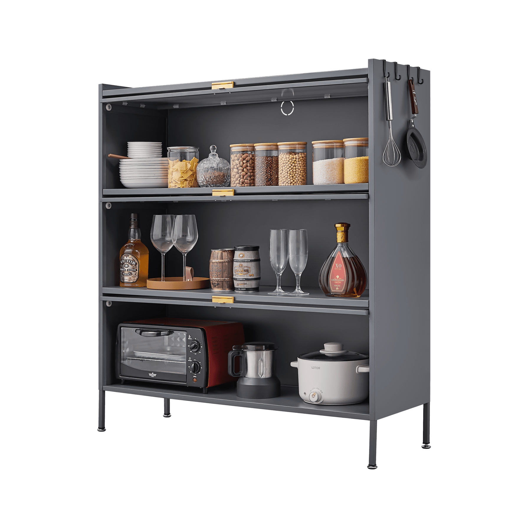 3 Tier Pantry Storage Cabinet, Baker Rack with Storage, Storage Rack ...