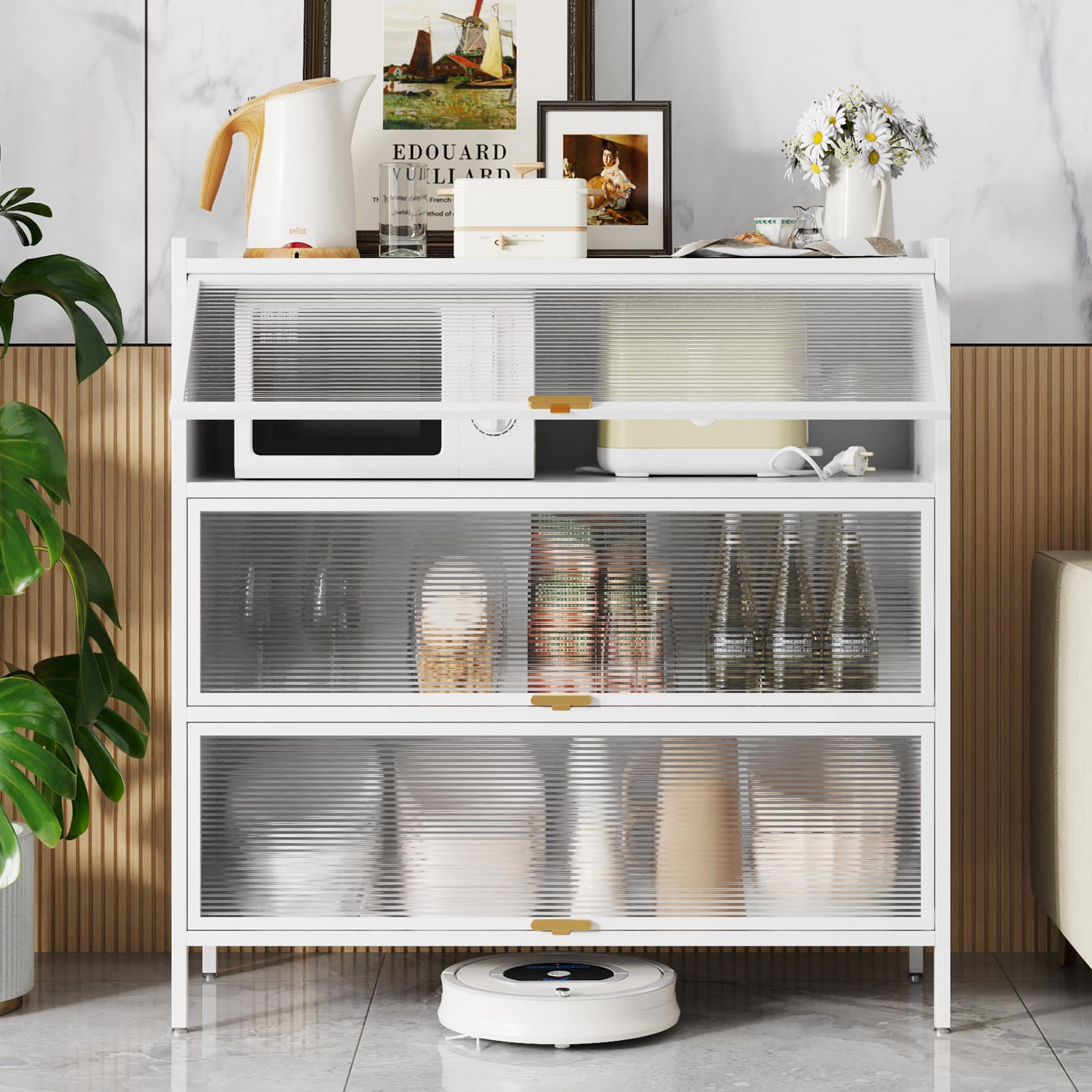 3 Tier Pantry Storage Cabinet Baker Racks for Kitchen with Storage ...