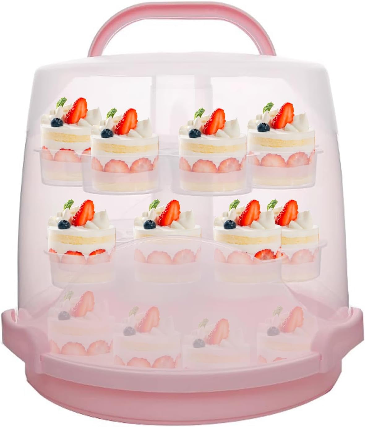 3-Tier Party Cupcake Carrier, Cupcake Holder with Lid and Handle for ...