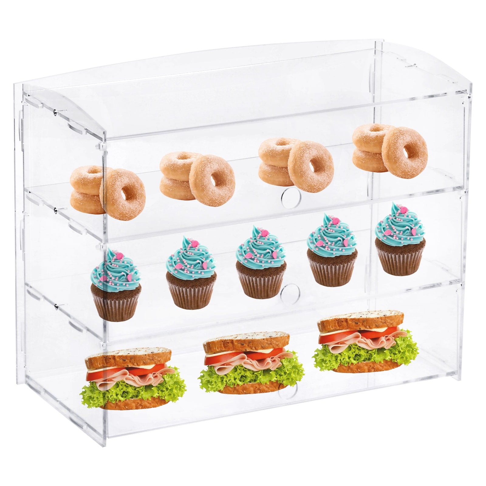 3 Tier Pastry Display Case, Acrylic Display Case with Rear Door Access ...
