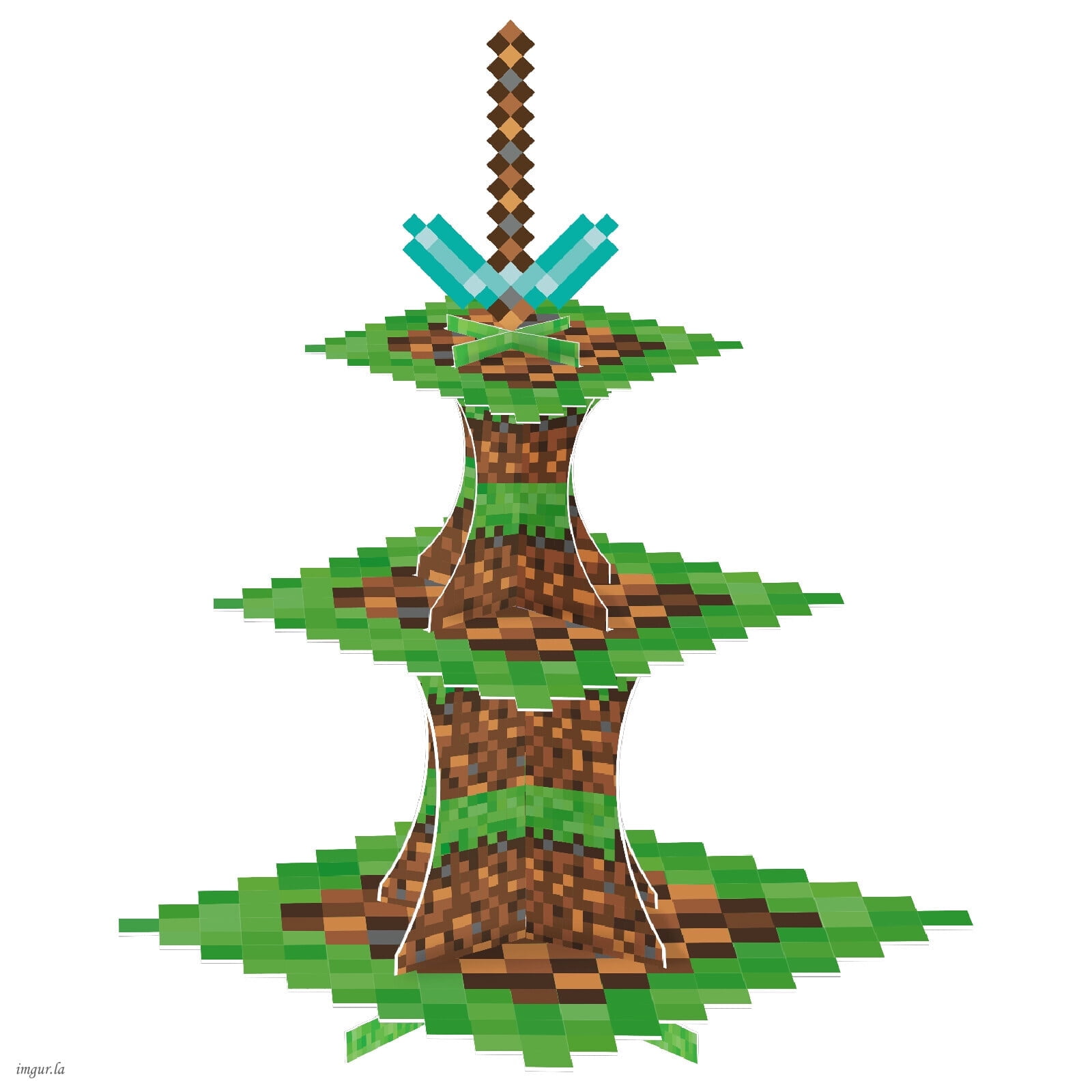 3-Tier Pixel Game Style Cupcake Stand Cardboard Cupcake Holder Dessert ...