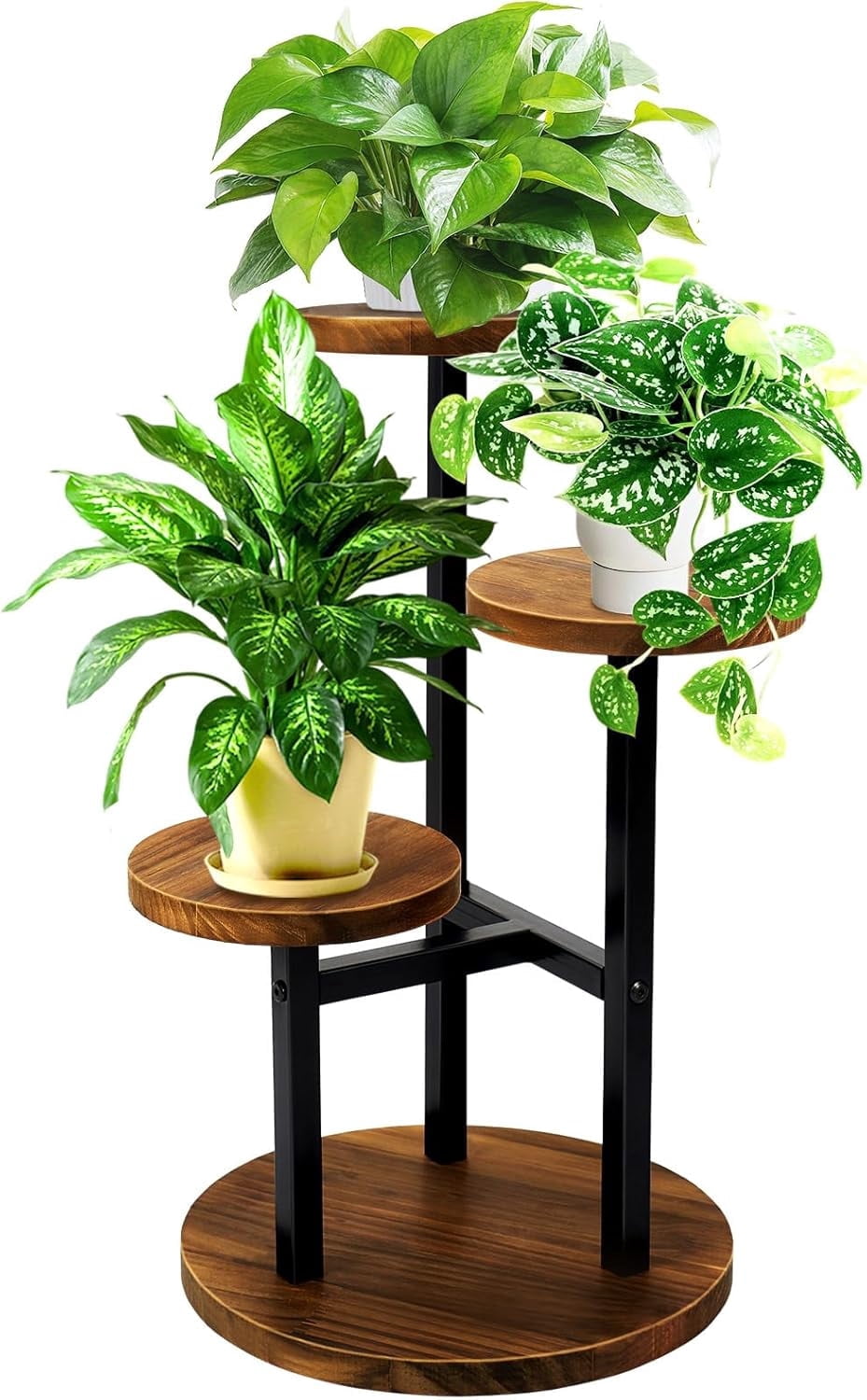 3 Tier Plant Stand Indoor,Cuopluber Metal Wood Plant Stands for Indoor ...
