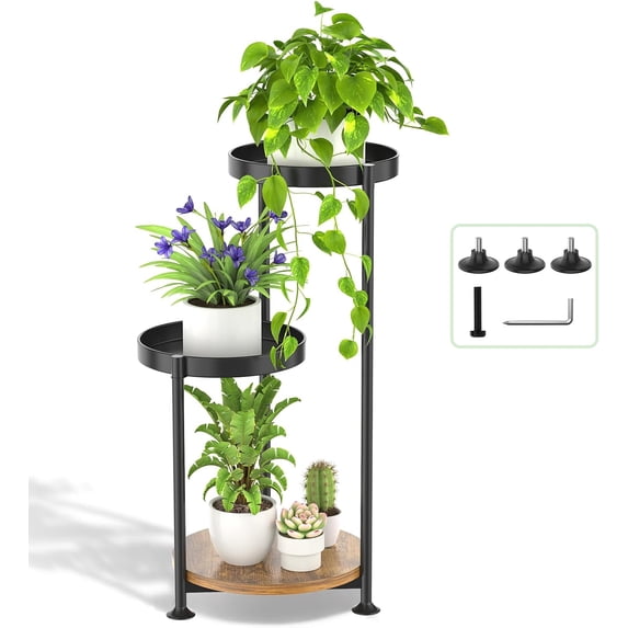 3 Tier Plant Stand Indoor Outdoor, Corner Tierd Metal Flower Shelf Pot ...