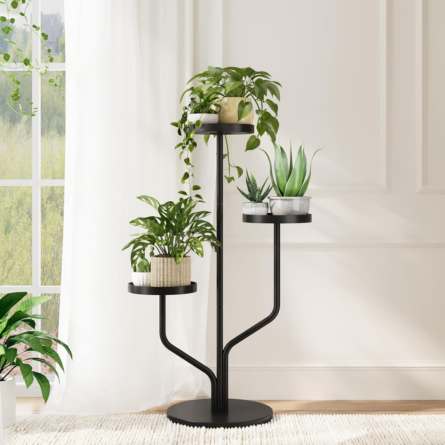 3 Tier Plant Stand Indoor Outdoor Metal Plant Shelf for Multiple Plants ...