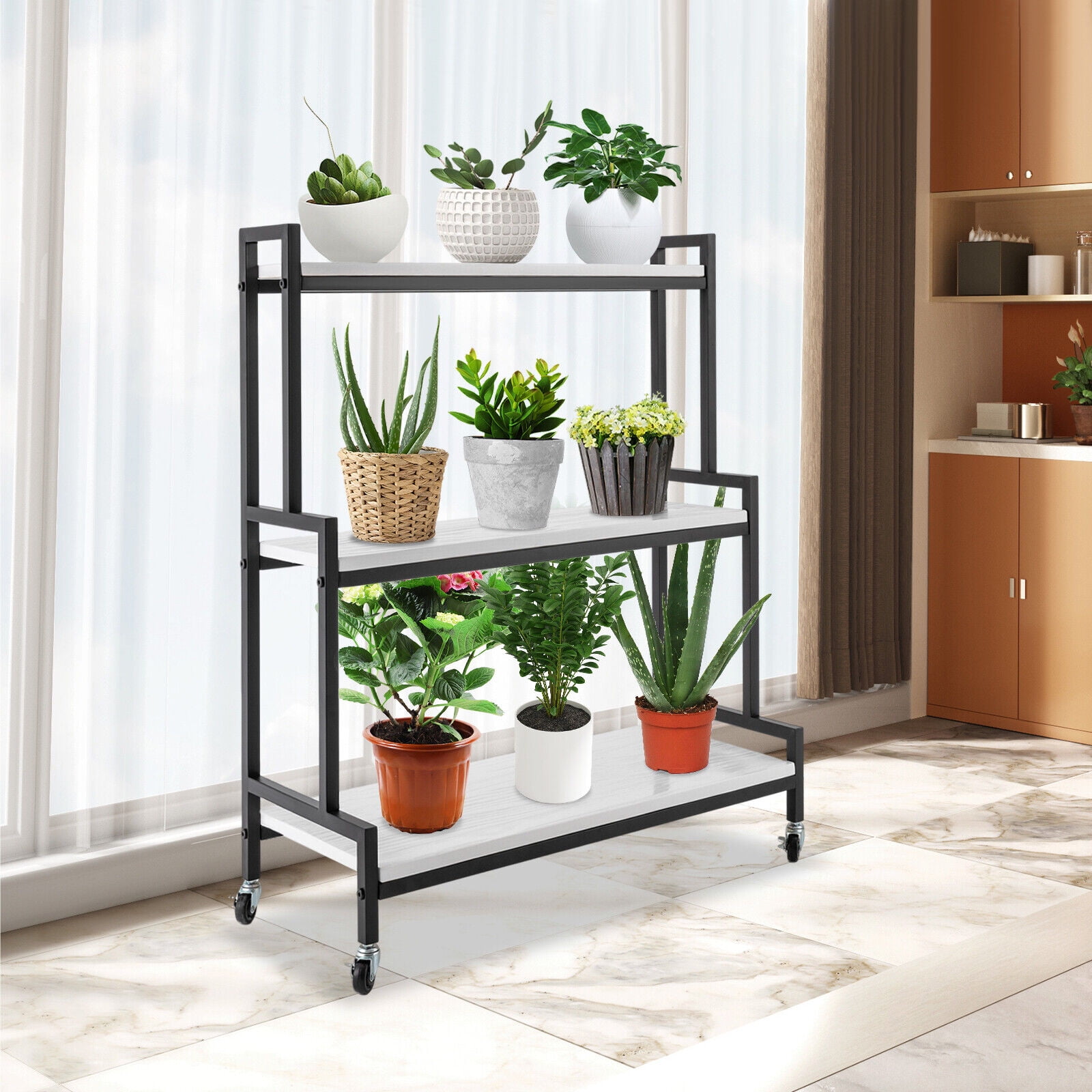 3 Tier Plant Stand Indoor Outdoor Rustic Flower Pot Stand Rack with ...