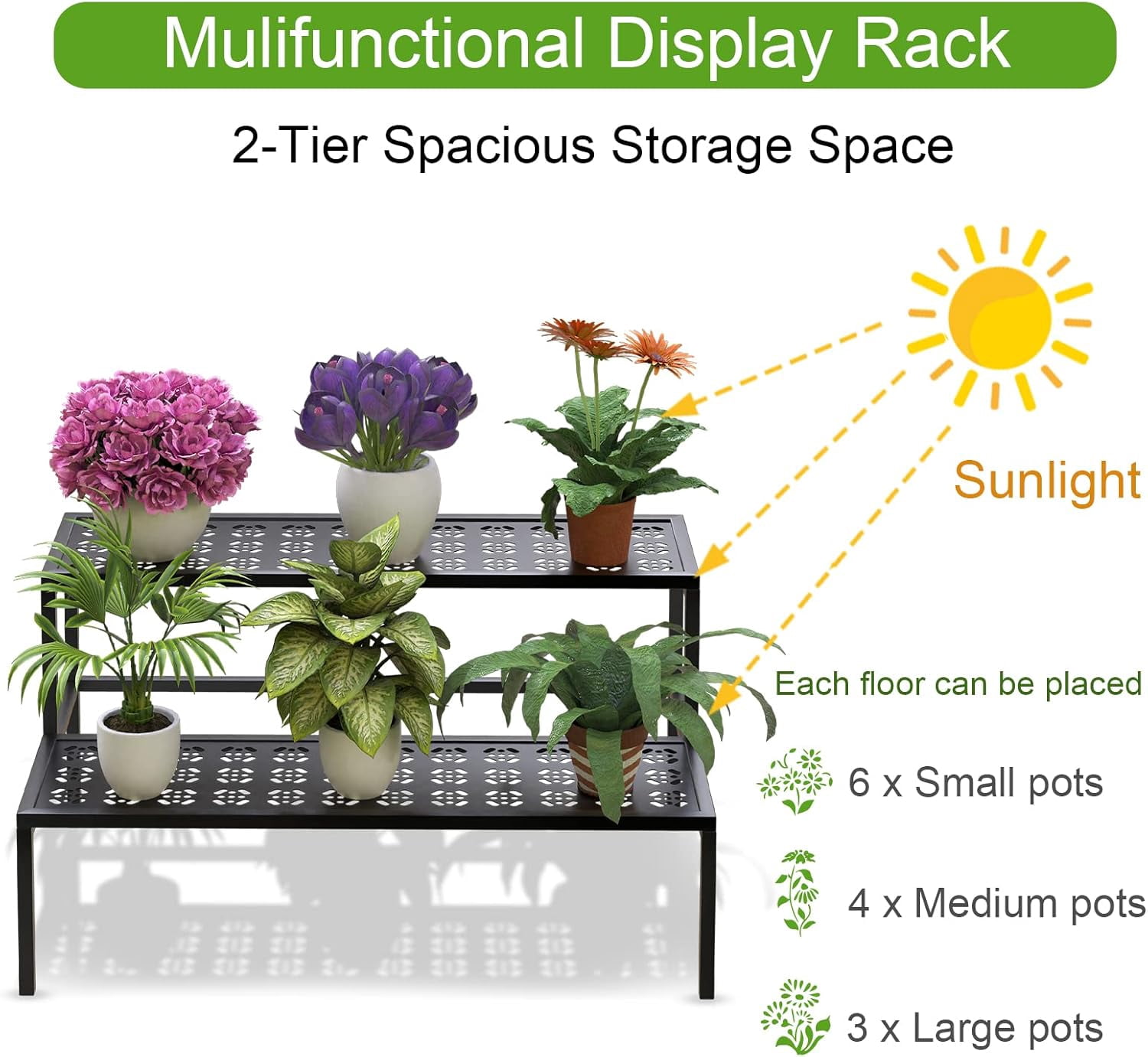 3 Tier Plant Stand Semi-Circular Flower Pot Organizer Rack Quarter ...