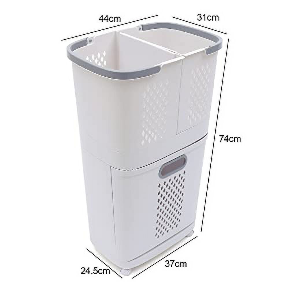 3-Tier Plastic Laundry Basket Movable Household Bathroom Clothes ...