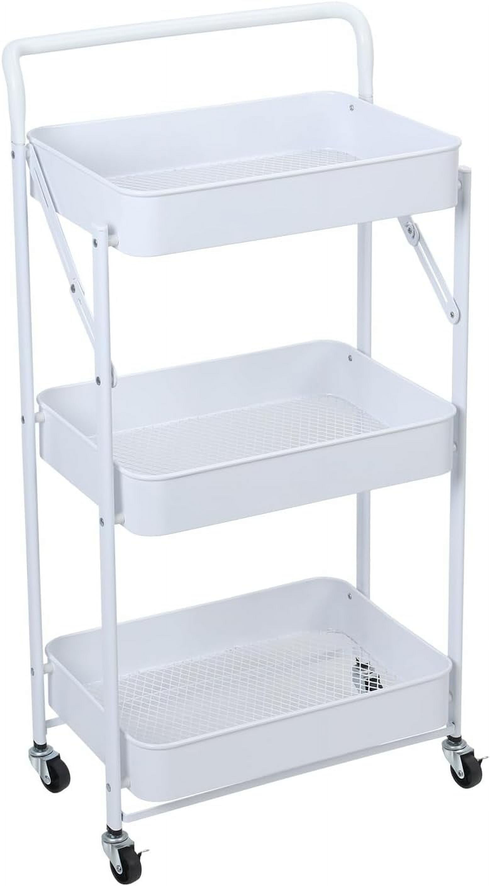 3-Tier Plastic Rolling Cart,Fruit Vegetable Storage Basket, Plastic ...