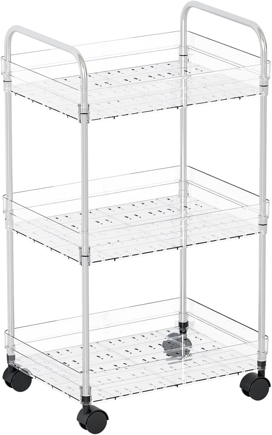3 Tier Plastic Rolling Carts with Wheels,Clear Rolling Storage Cart on ...