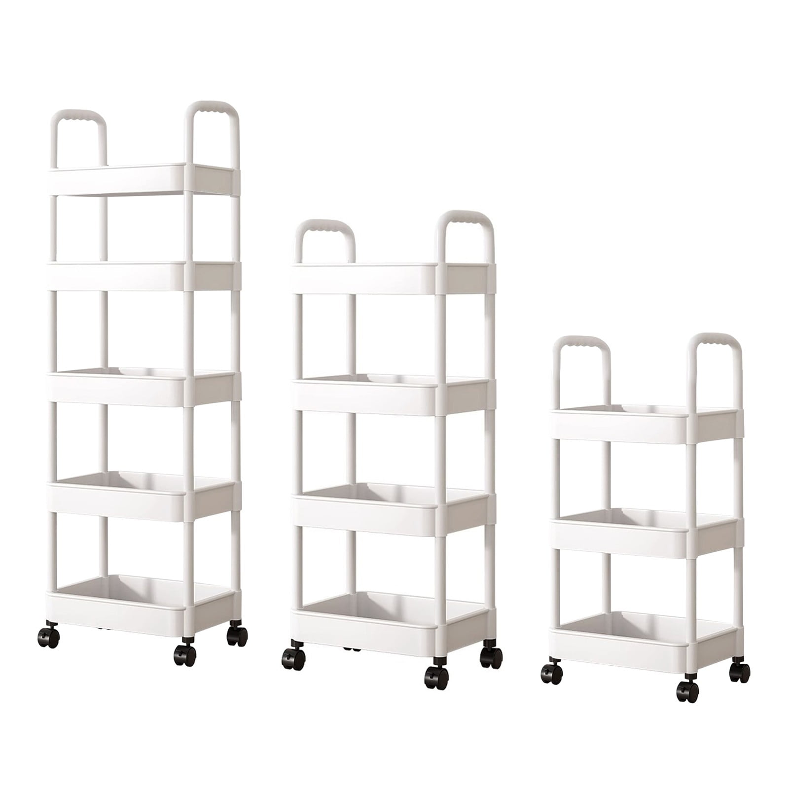 3-Tier Plastic Rolling Utility Cart with Handle, Multi-Functional ...