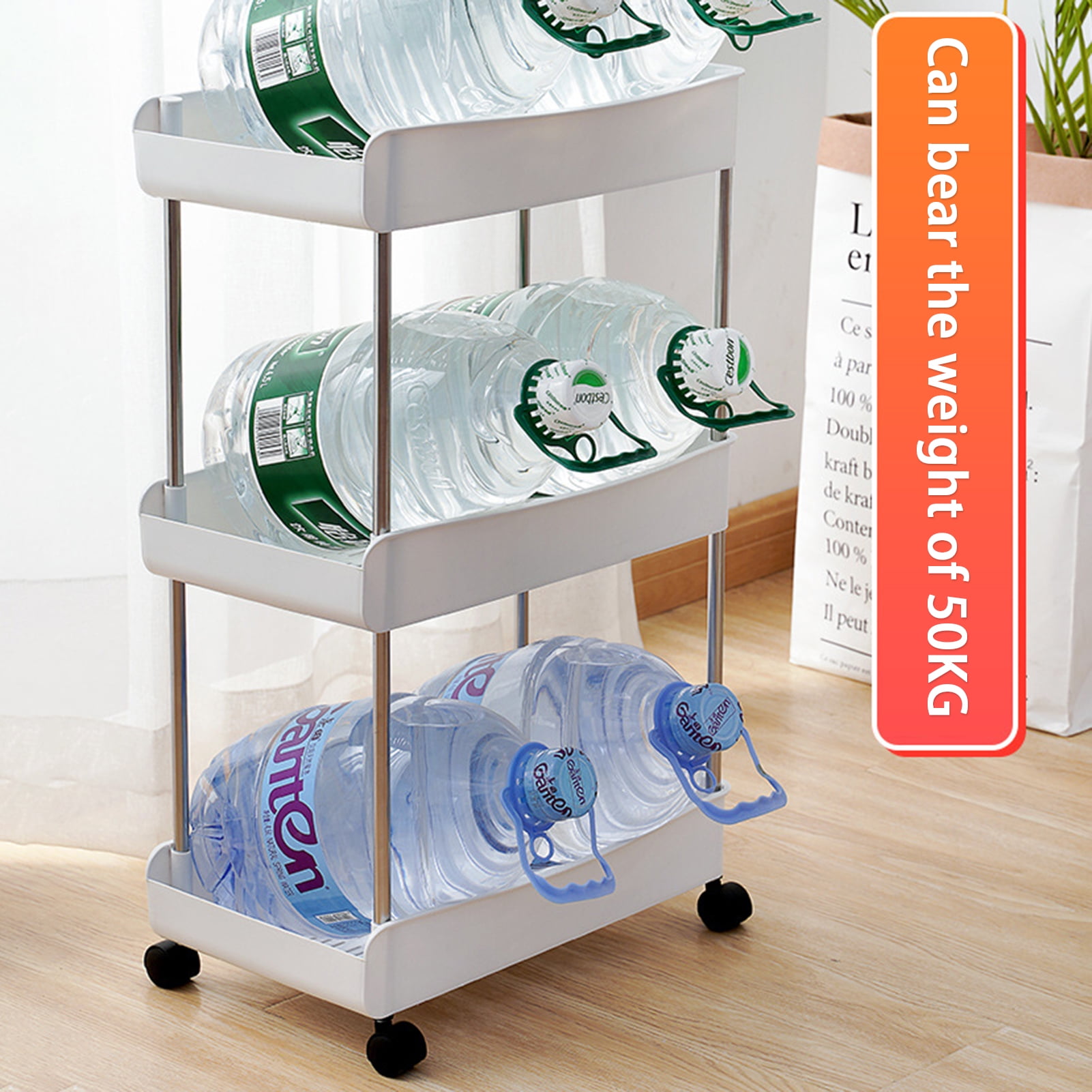 MEET 3-Tier Plastic Rolling Utility Cart, Multi-Functional Storage ...