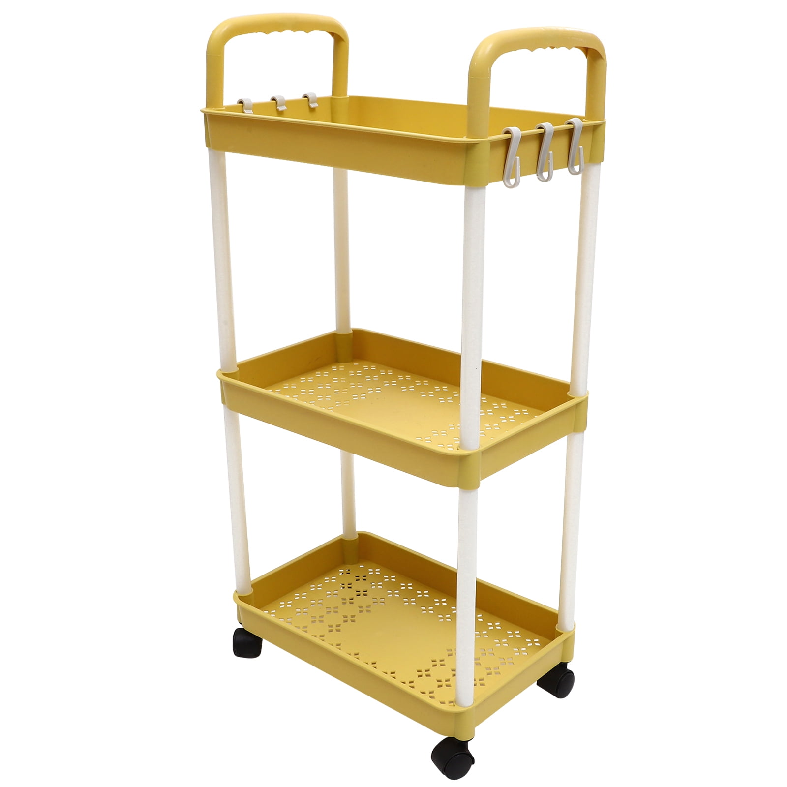 3-Tier Plastic Rolling Utility Cart for Storage and Organization ...