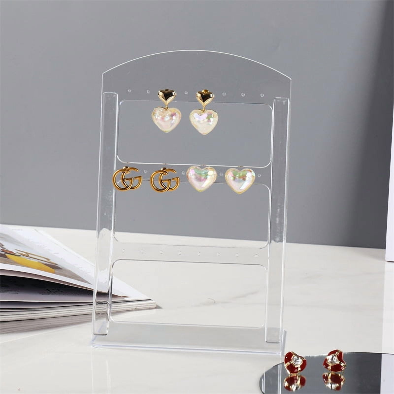 3-Tier Plastic Slant Back Earrings Display Stands Arch Shaped Jewelry ...