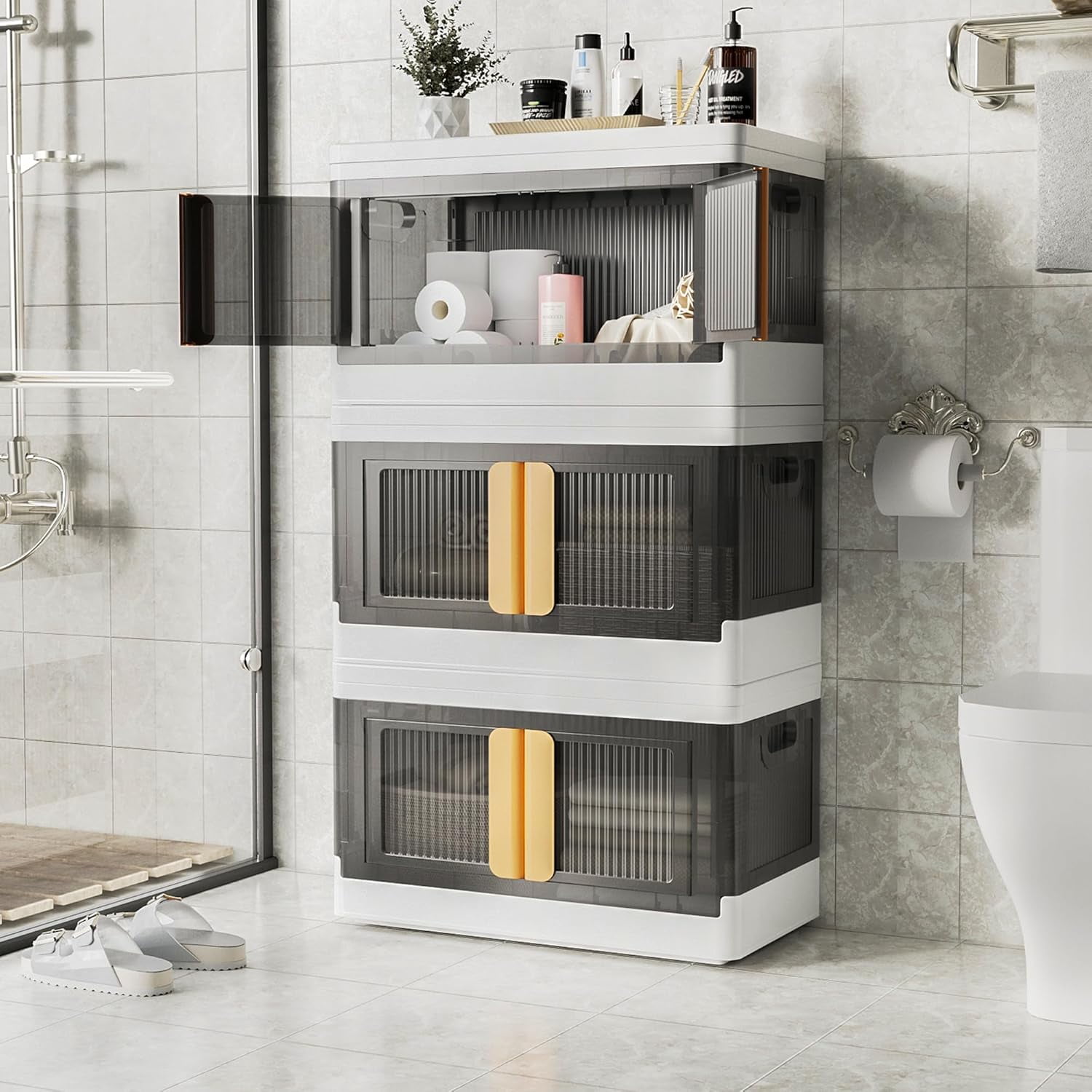 3 Tier Plastic Storage Bins with Lid, 19 Gallon Stackable Containers ...