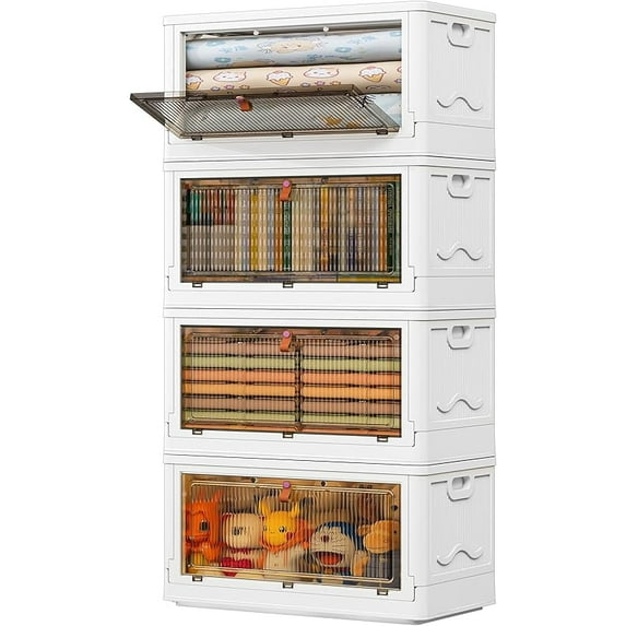 3 Tier Plastic Storage Bins with Lids 35QT, Stackable Storage ...