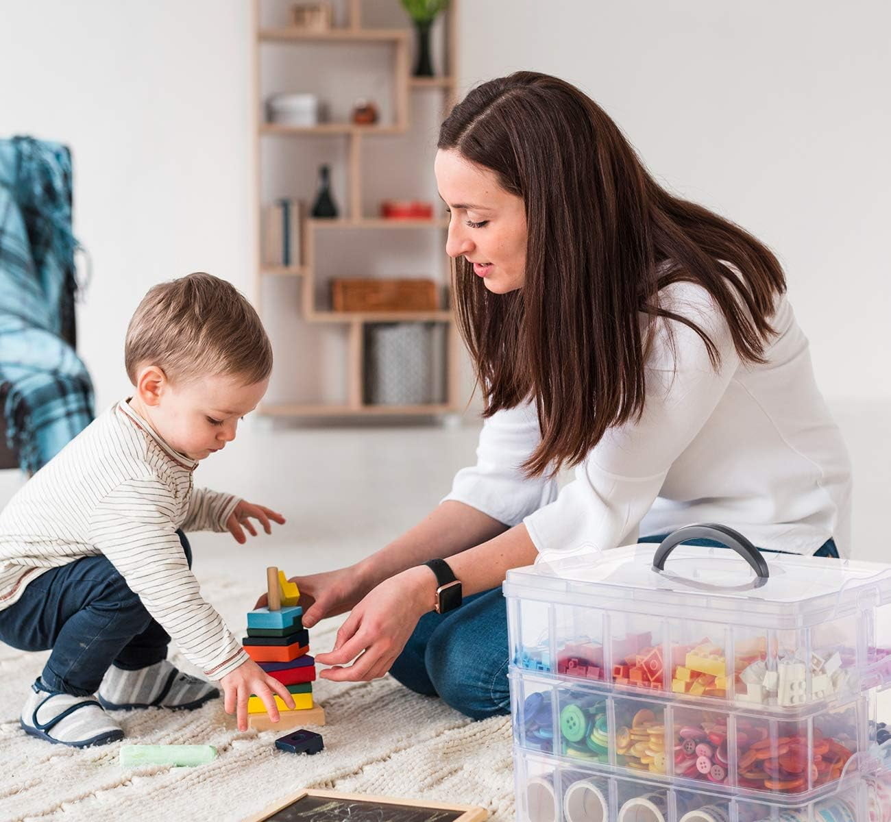 3-Tier Plastic Storage Box with 30 Compartments - Transparent Stackable ...
