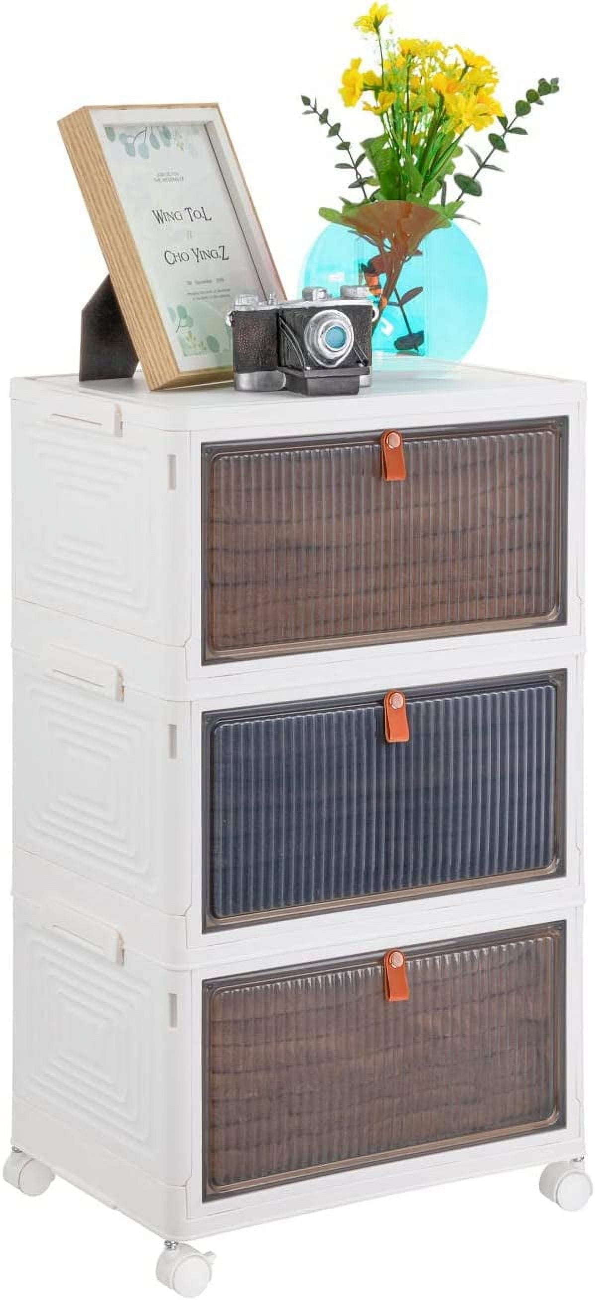 3 Tier Plastic Storage Cabinets Stackable storage bins 23Qt Storage Containers Organizer for toy ...