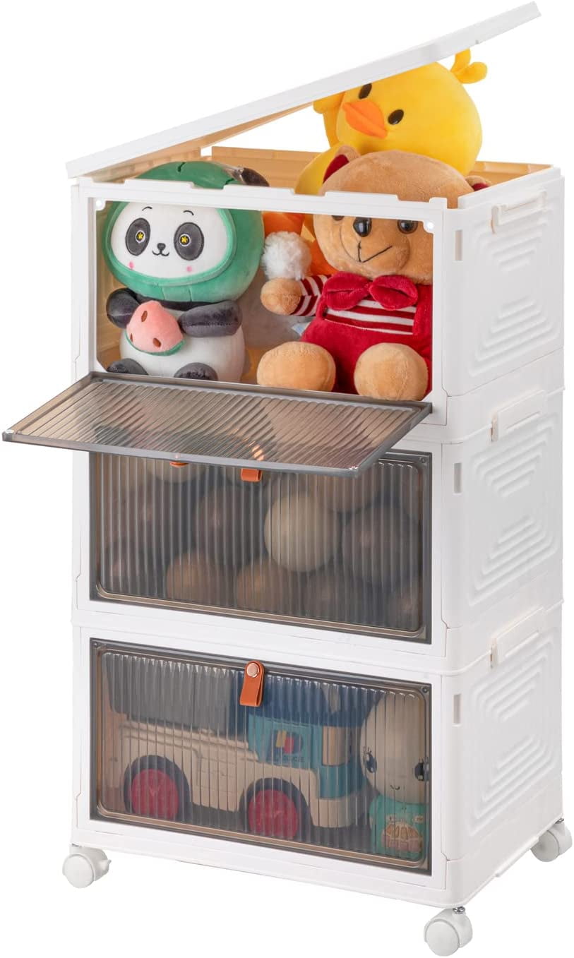 3 Tier Plastic Storage Cabinets Stackable storage bins 23Qt Storage Containers Organizer for toy ...