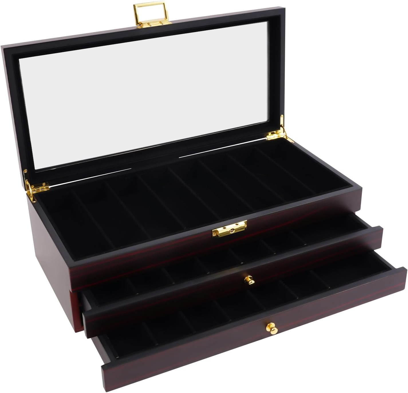 3-Tier Pocket Knife Display Case for 22 Knives Wooden Knife Storage Box ...